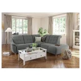 Ecksofa Home Affaire "Boston L-Form", grau, B:272cm, Struktur (100% Polyester);Luxus-Microfaser Florence (100% Polyester);Chenille (100% Polyester);NaturLEDER (reines Rindsleder), Sofas, Ecksofa, Kopfteilverstellung an jeder Sitzfl&auml;che, wahlweise Relaxfunktion