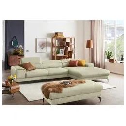 Ecksofa W.Schillig "piedroo, Designsofa mit tollem Sitzkomfort, bequem und elegant, L-Form", beige (sahara s37), B:343cm H:70cm T:193cm, Stoff S37 (100% Polyester): Luxus-Microfaser in Lederoptik, Sofas, Ecksofa, Kopfteilverstellung, wahlweise mit Sitztiefenverstellung, Breite 343cm