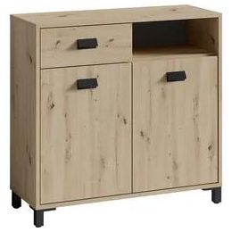 Badkommode ByLiving "Wellness", braun (artisan eichefarben), B:80,5cm H:77,5cm T:31cm, FSC-zertifizierter Holzwerkstoff, Sideboards, 80cm Badezimmer Kommode mit Metallgriffen und viel Stauraum