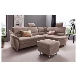 Ecksofa Home Affaire "Cardoso L-Form", braun (cappuccino), B:250cm H:90cm T:175cm, Struktur impr&auml;gniert (100% Polyester);Luxus-Microfaser ALTARA NUBUCK (100% Polyester);Struktur (52% Polyester, 35% Polyacryl, 13% Baumwolle);Luxus-Microfaser weich (90% Polyester, 10% Polyamid), Sofas, Ecksofa, Federkern, wahlweise mit Bett, Schubkasten