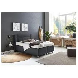 Boxspringbett, grau (feinstrukturstoff anthrazit), Ohne Topper, Liegefl&auml;che B/L: 140cm x 200cm, H2 + H2, Bonnell-Federkernmatratze, Bezug Unterbox und Kopfteil: Feinstrukturstoff (77% Polyester, 23% Viskose);Bezug Obermatratze 100% Polyester, waschbar bis 60C, Westfalia Schlafkomfort, Komplettbetten, Boxspringbett, in diversen Ausf&uuml;hrungen