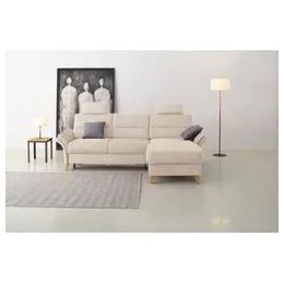 Ecksofa Home Affaire "Westerland L-Form", beige (creme), B:252cm H:90cm T:162cm, 100% Polyester, Sofas, Ecksofa, Federkern-Polsterung, wahlweise mit Bettfunktion, Bettkasten
