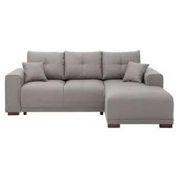 Ecksofa Home Affaire "Viborg L-Form", grau, B:234cm H:91cm T:162cm, Struktur (100% Polyester);Struktur fein ( 100% Polyester);Filzoptik (100% Polyester), Sofas, Ecksofa, mit Regal in der Armlehne, wahlweise mit Bettfunktion