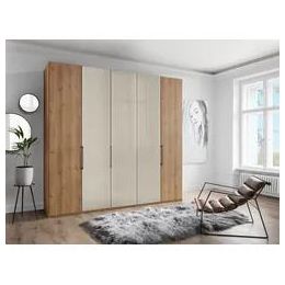 Faltt&uuml;renschrank Wiemann "Monaco", braun (bianco, eiche, nachbildung, glas champagner), B:246,3cm H:236cm T:58cm, Floatglas, Holzwerkstoff, Schr&auml;nke, Kleiderschrank Dreht&uuml;renschrank, mit Teil-Glasfront sowie hochwertige Beschl&auml;ge