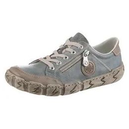 Sneaker Rieker, Damen, Gr. 37, blau (graublau, taupe), Leder, Lederimitat, used, Schuhe Sneaker, mit Zierrei&szlig;verschluss, Freizeitschuh, Halbschuh, Schn&uuml;rschuh