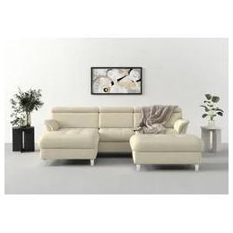 Sit & More Ecksofa SIT & MORE "Marano L-Form", beige (creme), B:257cm T:166cm, 98% Polyester, 2% Polyamid, Sofas, Ecksofa, inklusive Kopfteilverstellung, wahlweise mit Bettfunktion, Bettkasten