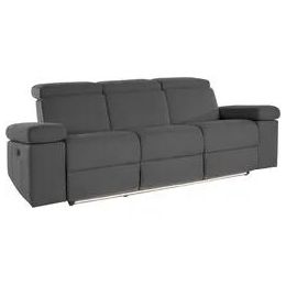 3-Sitzer Home Affaire "Kilado", grau (anthrazit), B:229cm H:98cm T:99cm, Struktur fein (95% Polyester 5%Nylon), Sofas, mit 2x Relaxfunktion, verstellbarer Armlehne, Kopfteilverstellung