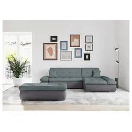 Ecksofa DOMO collection "Moric, L-Form, XXL-Sofa - Breite 300cm, viel Platz, auch in Cord", grau (eisblau), B:300cm H:80cm T:172cm, Kunstleder SOFTLUX / Struktur (90% Polyester/ 10% Polyacryl);Microfaser PRIMABELLE (100% Polyester)/ Struktur (90% Polyester/ 10% Polyacryl), Sofas, Ecksofa, wahlweise mit Bettfunktion und Armteilverstellung, grau-eisblau, Topseller