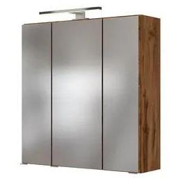 Spiegelschrank Welltime "Baabe", braun (eiche), B:60cm H:64cm T:20cm, Holzwerkstoff, Schr&auml;nke, Spiegelschrank, Breite 60 cm, mit 3D-Effekt, dank 3 Spiegelt&uuml;ren