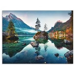 Wandbild Artland "Herbstszene des Hintersee vor Alpen", blau (farbe bild(er): blau), B:80cm H:60cm, Bilder, als Alubild, Leinwandbild, Poster in verschied. Gr&ouml;&szlig;en