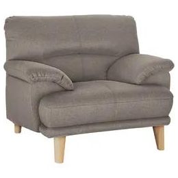 Sessel Trendmanufaktur "Cecilia, Loungesessel, italienisches Design, bequeme Armlehnen", braun (tan), B:112cm H:87cm T:90cm, Sessel, Sessel, aufwendige R&uuml;ckenverarbeitung f&uuml;r hohen Sitzkomfort, Holzfu&szlig;
