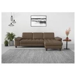 Sit & More Ecksofa SIT & MORE "Westham L-Form", braun (coffee), B:275cm H:88cm T:172cm, 100% Polyester, Sofas, Ecksofa, Recamiere, mit oder ohne Bettfunktion, Bettkasten, F&uuml;&szlig;e wengefarben