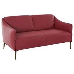 2-Sitzer W.Schillig "sally", rot (ruby rot z59), B:154cm H:78cm T:84cm, Longlife Xtra-Leder Z59: Glattleder mit modischer Pr&auml;gung. Hautst&auml;rke 0, 9 - 1, 1 mm., Sofas, mit Metallf&uuml;&szlig;en in Bronze pulverbeschichtet, Breite 154 cm