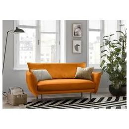 2-Sitzer OTTO HOME "Stine", gold (goldfarben), B:156cm H:86cm T:86cm, Struktur (100% Polyester);Struktur weich (85% Polyester/15% Nylon);Samtoptik (100% Polyester), Sofas, Besonderes Design durch Kissenoptik und Keder, by Morten Georgsen