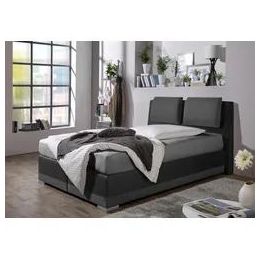 Boxspringbett Maintal, schwarz (anthrazit, schwarz), B:172cm L:212cm, Strukturstoff-Bezug 100% Polyester;Kunstleder 100% PU;Bezug der Spiegelfl&auml;che Matratzendrell aus 100% Polyester, Komplettbetten, Boxspringbett, verstellbare Kopfst&uuml;tze