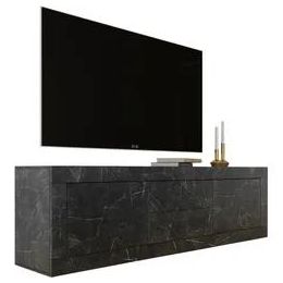 Lowboard Home Affaire "Basic Breite 210 cm, TV-Board 2 T&uuml;ren, 2 Schubk&auml;sten, TV-Schrank", schwarz (marmor anthrazit), B:210cm H:66cm T:43cm, Sideboards, Lowboard, Metallgriff, moderne Rahmenoptik, viel Stauraum, Farbauswahl