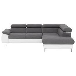 Ecksofa COTTA "Komaris L-Form, B: 249 cm", wei&szlig; (wei&szlig;, stone), B:249cm H:72cm T:100cm, Microfaser PRIMABELLE (100% Polyester);Kunstleder SOFTLUX;Feinstruktur (100% Polyester);Kunstleder SOFTLUX/Struktur (100% Polyester);NaturLEDER, Sofas, Ecksofa, mit Kopfteilverstellung, optional Bettfunktion, Bettkasten & Licht