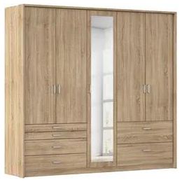 Dreht&uuml;renschrank Rauch "Kleiderschrank Schrank Garderobe W&auml;scheschrank WILDBERG", braun (eiche sonoma), B:230cm H:212cm T:58cm, Holzwerkstoff, Schr&auml;nke, Dreht&uuml;renschrank, mit 6 Schubladen, obere Schublade mit Holz-Einteilung MADE IN GERMANY
