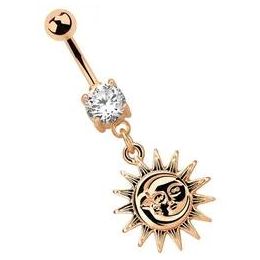 Adelia&acute;s Bauchnabelpiercing ADELIA ́S "Piercing Piercing Bauchnabelpiercing", Damen, Gr. onesize, gold, Chirurgiestahl, Piercings, 316l Stahl Banane -mit Sonne und Mond - rosegold