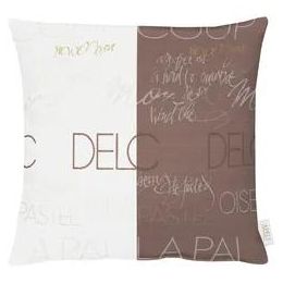 Dekokissen Apelt "SLOGAN" Gr. 1, braun (braun, gestreift), B:49cm L:49cm, Leinen, Polyester, Dekokissen_Sitzkissen_Kissenh&uuml;llen, Kissenh&uuml;lle ohne F&uuml;llung, 1 St&uuml;ck