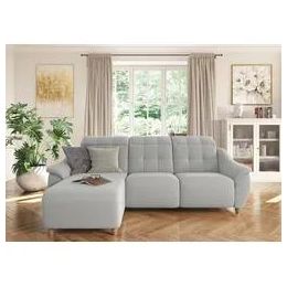 Ecksofa Home Affaire "Boston L-Form", grau (hellgrau), B:254cm T:170cm, Struktur (100% Polyester);Luxus-Microfaser Florence (100% Polyester);Chenille (100% Polyester);NaturLEDER (reines Rindsleder), Sofas, Ecksofa, Kopfteilverstellung an jeder Sitzfl&auml;che, wahlweise Relaxfunktion