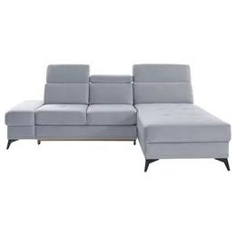 Ecksofa Home Affaire "Cardiz L-Form", grau, B:246cm H:83cm T:173cm, Webstoff (100% Polyester);Luxus-Microfaser Paris (90% Polyester/10% Polyamid);Struktur fein (100% Polyester);Samtoptik (100% Polyester), Sofas, Ecksofa, inkl.Kopfteilverstellung und Federkern wahlweise mit Bettfunktion
