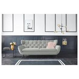 3-Sitzer 3C Candy "Beatrice, extravagantes Megasofa, bequem, K&uuml;chensofa, Breite 225cm", silber, B:225cm H:94cm T:95cm, Samt-Optik (100% Polyester), Sofas, mit R&uuml;ckensteppung im Rautenmuster, Samt Optik, auch in Fellimitat