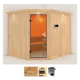 Sauna Karibu "Marit", beige (naturbelassen), Saunaofen, externe Steuerung, 9 kW, Saunen, Ofen 9 KW externe Strg easy