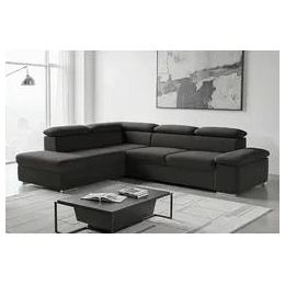 Sit & More Ecksofa SIT & MORE "Valentine L-Form, B: 272 cm", schwarz, B:272cm H:73cm T:226cm, 100% Polyester;Luxus-Kunstleder/Struktur (88% Polyester, 12% Polyamid), Sofas, Ecksofa, mit Arm- & Kopfteilverstellung, optional mit Bettfunktion