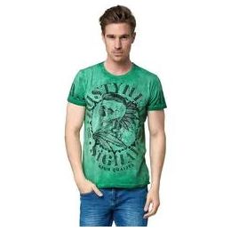 T-Shirt Rusty Neal, Herren, Gr. M, gr&uuml;n, 100% Baumwolle, bedruckt, normal, Rundhals, Shirts T-Shirt, mit stylischem Totenkopf-Print