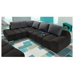 Ecksofa Home Affaire "Bono L-Form", schwarz (schwarz, grau), B:267cm H:90cm T:214cm, Luxus-Microfaser ALTARA NUBUCK (100% Polyester);Luxus-Microfaser ALTARA NUBUCK (100% Polyester);Samtstruktur (95% Polyester, 5% Polyamid), Sofas, Ecksofa, mit Ottomane, wahlweise mit Bettfunktion
