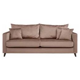 3-Sitzer Home Affaire "Renesse", grau (taupe), B:203cm H:90cm T:90cm, Samtvelours 100% Polyester;Luxus-Microfaser ALTARA NUBUCK (100% Polyester), Sofas, lose Kissen, Keder an Sitzkissen