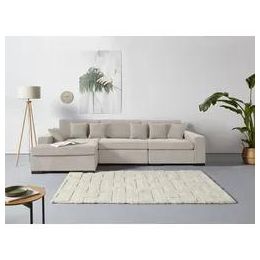 Ottomane Home Affaire "Skara L-Form", beige (natur), B:310cm H:86cm T:100cm, 100% Polyester, Sofas, Ottomane, Lounge-Sofa mit Federkernpolsterung, in vielen Bezugsvarianten