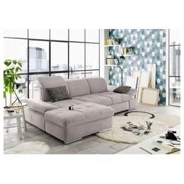 Ecksofa "SO4100 V", grau (elefant), B:284cm H:80cm T:190cm, SET ONE BY Musterring, Sofas, Ecksofa, mit verstellbaren Kopfteilen, wahlweise mit Funktionen, Cord-Bezug