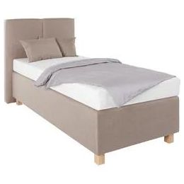 Boxspringbett, beige (strukturstoff beige), Liegefl&auml;che B/L: 90cm x 200cm, H3, 7-Zonen-Kaltschaummatratze, Westfalia Schlafkomfort, Komplettbetten, Boxspringbett, mit Zierkissen