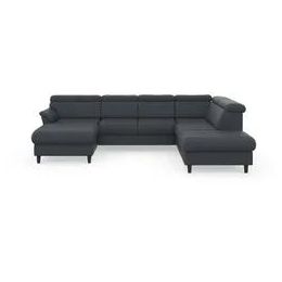 Sit & More Wohnlandschaft SIT & MORE "Marano U-Form", grau (dunkelgrau), B:304cm T:216cm, 98% Polyester, 2% Polyamid, Sofas, Wohnlandschaft, inklusive Kopfteilverstellung, wahlweise mit Bettfunktion, Bettkasten