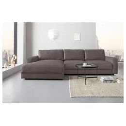 Ecksofa Home Affaire "Bloomfield, elegant, viel Platz, Mega Couch, Breite 303cm, L-Form", grau (taupe), B:303cm H:84cm T:176cm, 100% Polyester, Sofas, Ecksofa, extra tiefe Sitzfl&auml;che, wahlweise mit Sitztiefenverstellung