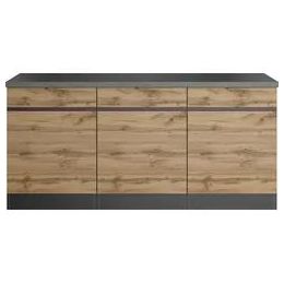 Unterschrank KOCHSTATION "KS-Riesa", braun (wotaneiche), B:180cm H:86cm T:60cm, Holzwerkstoff, Schr&auml;nke, Unterschrank, Breite 180 cm, MDF-Fronten