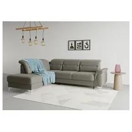 Sit & More Ecksofa SIT & MORE "Sinatra L-Form", braun (schlamm), B:251cm H:85cm T:220cm, 100% Polyester, Sofas, Ecksofa, mit Ottomane, optional mit Kopfteilverstellung und Armteilfunktion