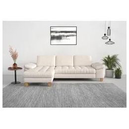 Sit & More Ecksofa SIT & MORE "Westham L-Form", beige (creme), B:275cm H:88cm T:172cm, 100% Polyester, Sofas, Ecksofa, mit Recamiere, mit oder ohne Bettfunktion, Bettkasten, F&uuml;&szlig;e Eiche