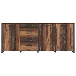 Sideboard FORTE "Clif", grau (old wood vintage, betonoptik dunkel grau), B:206,1cm H:86,3cm T:41,6cm, Spanplatte, Sideboards, Sideboard, Breite ca. 206 cm