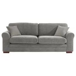 3-Sitzer Home Affaire "Broughton", grau (hellgrau), B:233cm H:92cm T:94cm, 100% Polyester, Sofas, weicher Sitzkomfort, incl. 2 Zierkissen, Keder