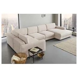 Wohnlandschaft Home Affaire "Bloomfield, Mega Polsterecke, Breite 390cm, viel Platz, U-Form", beige, B:390cm H:84cm T:209cm, 92% Polyester 8% Nylon, Sofas, Wohnlandschaft, In verschiedenen Gr&ouml;&szlig;en bestellbar