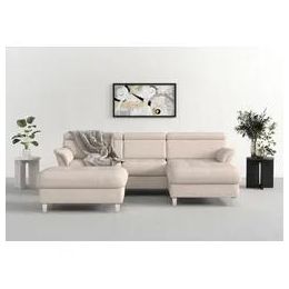 Sit & More Ecksofa SIT & MORE "Marano L-Form", beige (creme), B:257cm T:166cm, 100% Polyester, Sofas, Ecksofa, inklusive Kopfteilverstellung, wahlweise mit Bettfunktion, Bettkasten