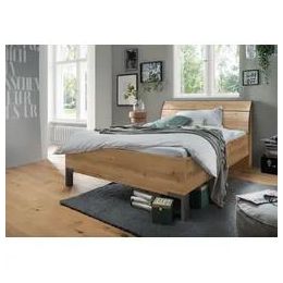 Futonbett Wiemann "Monaco, 4-fache Liegeh&ouml;henverstellung", braun (bianco, eiche, nachbildung, leisten in schiefer), B:99cm L:218cm, Betten, Futonbett, mit stilvollem Holzkopfteil, Made in Germany