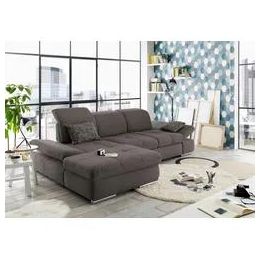 Ecksofa "SO4100 V", braun (schlamm), B:284cm H:80cm T:190cm, SET ONE BY Musterring, Sofas, Ecksofa, mit verstellbaren Kopfteilen, wahlweise mit Funktionen, Cord-Bezug