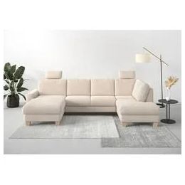 Wohnlandschaft Home Affaire "Summer U-Form", beige (creme), B:314cm H:91cm T:170cm, 100% Polyester, Sofas, Wohnlandschaft, mit oder ohne Bettfunktion und Bettkasten, Cord-Bezug