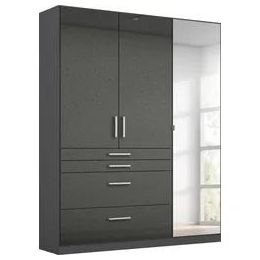 Dreht&uuml;renschrank Rauch "Kleiderschrank Schrank Garderobe Garderobenschrank Topseller HOMBURG", grau (graumetallic, hochglanz effektgrau), B:136cm H:197cm T:54cm, Holzwerkstoff, Schr&auml;nke, Dreht&uuml;renschrank, mit Spiegel, oberer Schubkasten mit Einteilung MADE IN GERMANY
