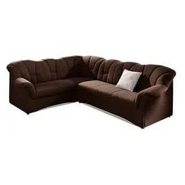 Ecksofa DOMO collection "Papenburg B/T/H: 242/190/84 cm L-Form", braun (schoko), B:242cm H:84cm T:190cm, Struktur ( 90% Polyester, 10% Polyacryl);Microfaser PRIMABELLE (100% Polyester);Kunstleder SOFTLUX;Luxus-Microfaser (100% Polyester), Sofas, Ecksofa, wahlweise mit Bettfunktion, Langer Schenkel links oder rechts