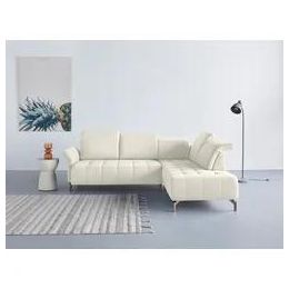 Ecksofa Home Affaire "Fresh L-Form", wei&szlig;, B:260cm H:79cm T:220cm, 98% Polyester 2% Polyamid, Sofas, Ecksofa, Federkern, wahlweise Kopfteilverstellung und motorischer Vorziehsitz